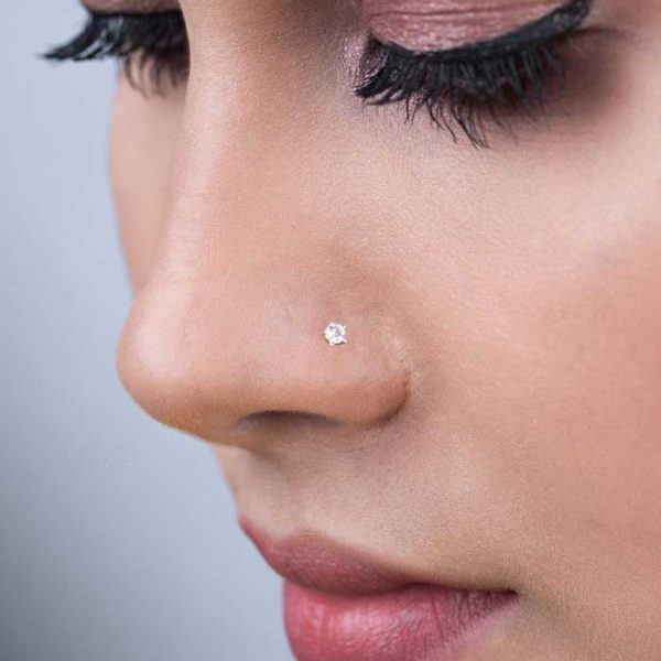 Diamond Nosepin Ruby Color Stone Latest Style For Women